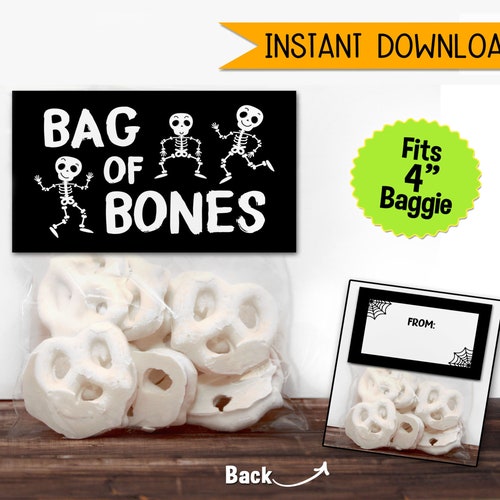Printable Skeleton Bones Halloween Treat Bag Toppers Bag of - Etsy