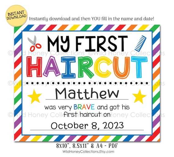 My First Haircut Printable Sign First Hair Cut Colorful - Etsy
