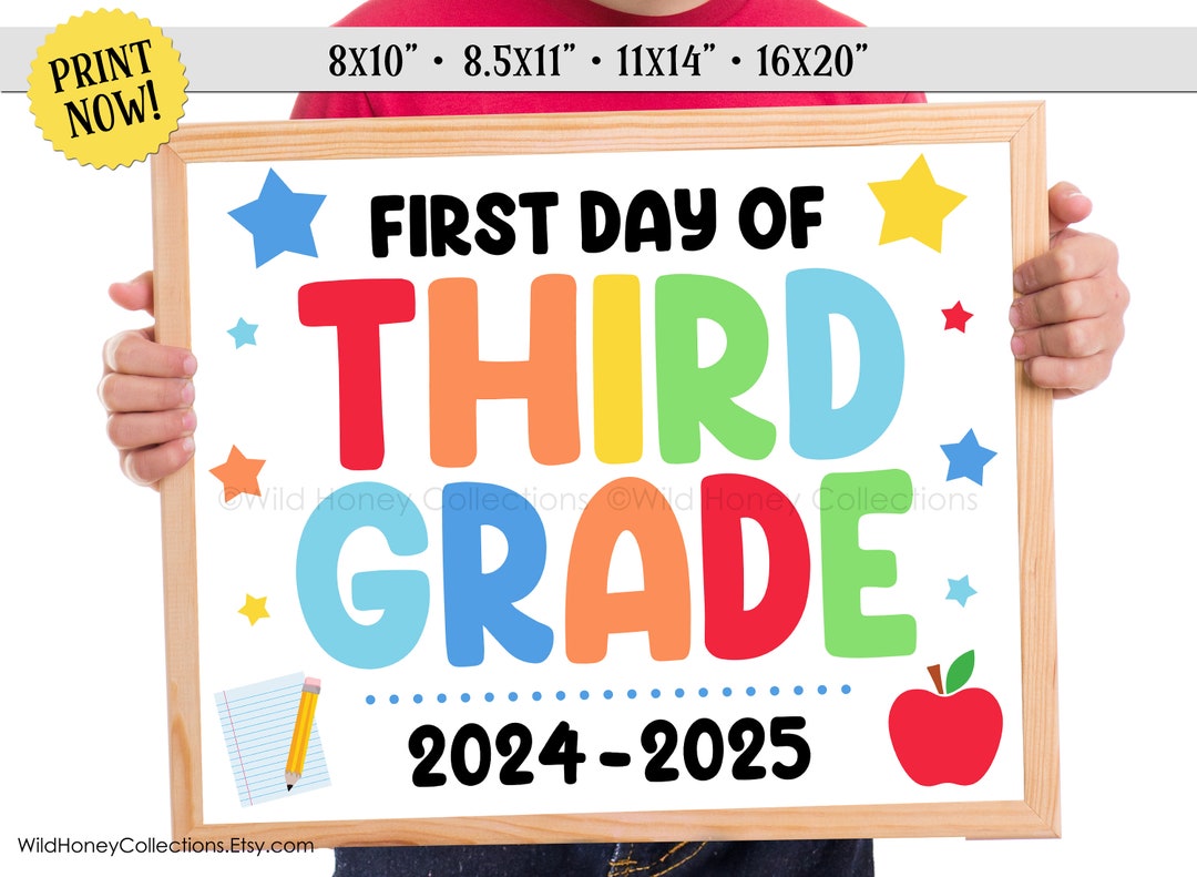 First Day of 3rd Grade, Third Grade, Printable School Sign, Photo Prop ...