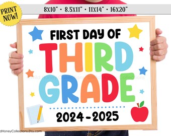 Boy First Day of 3rd Grade Sign First Day of Third Grade School Sign ...