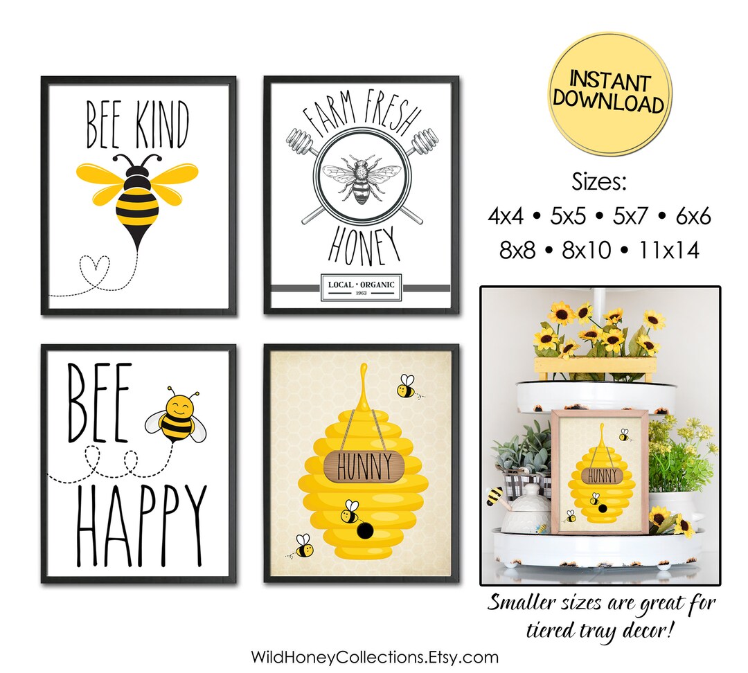 Printable Bee Decor, Tiered Tray, Beehive, Bee Hive, Farm Fresh Honey ...