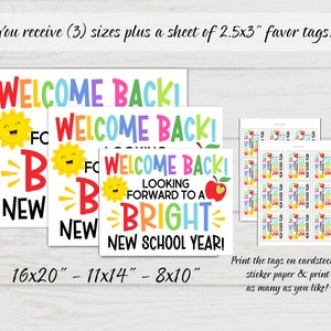 Welcome Back to School Sign & Tags, Printable Sign, INSTANT DIGITAL ...