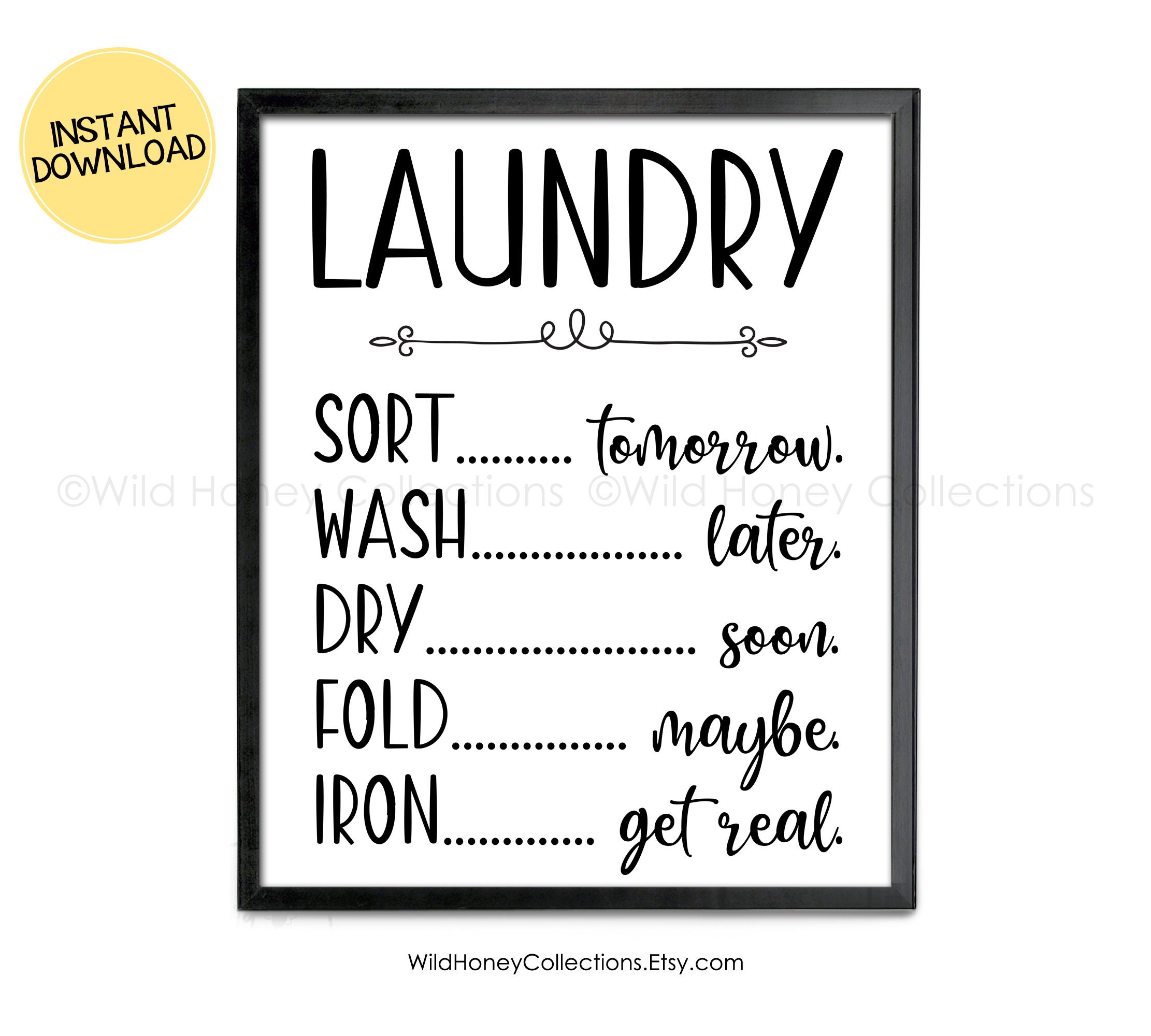 Laundry Room Decor Printable Laundry Room Sign Sort Wash Dry - Etsy