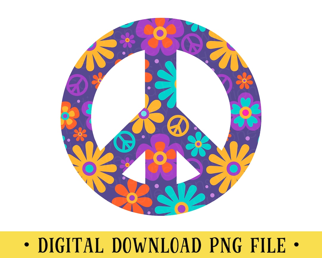 Flower Power Peace Sign PNG: Retro Hippie Design (digital Download) - Etsy