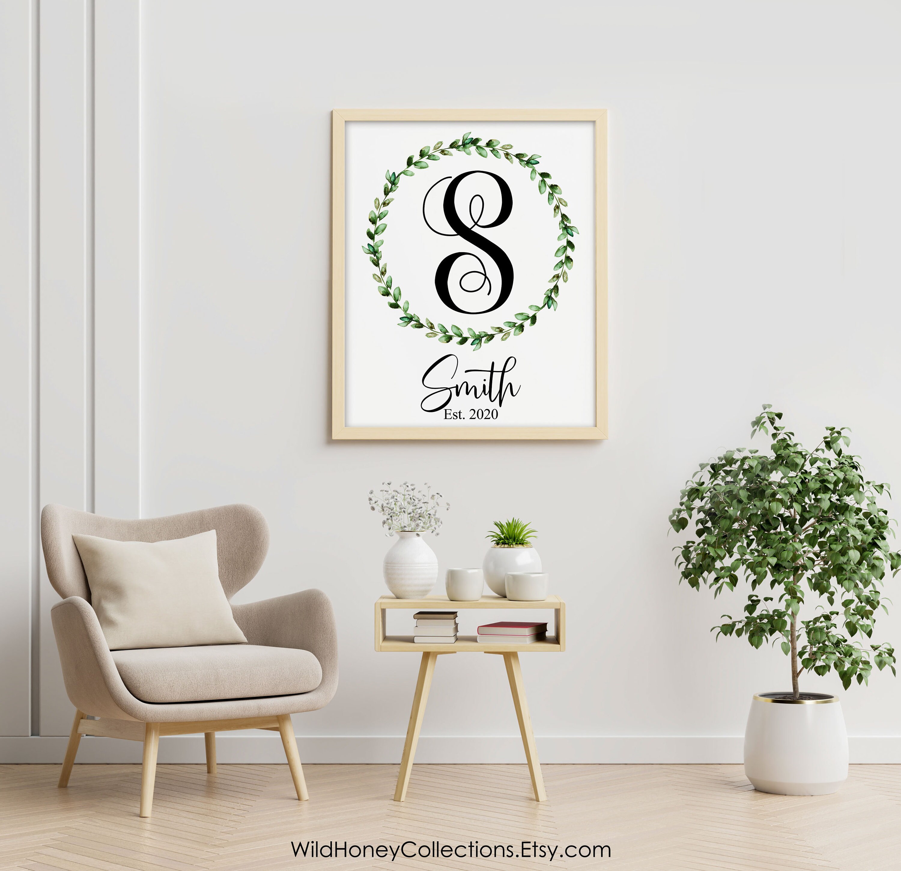 Personalized Monogram Family Name, Initial, Printable Wall Art ...