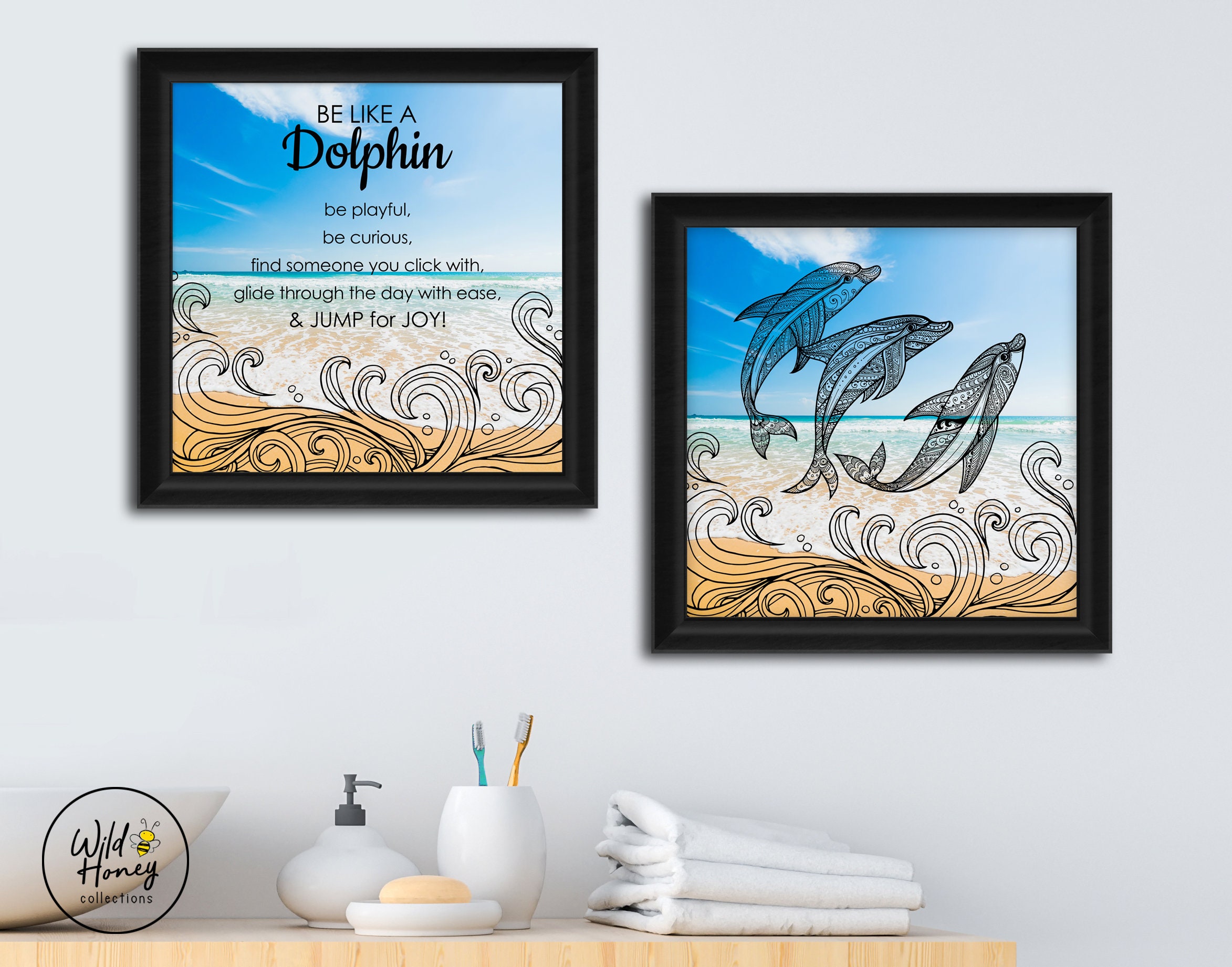 Be Like A Dolphin Inspirational Printable Wall Art Coastal | Etsy
