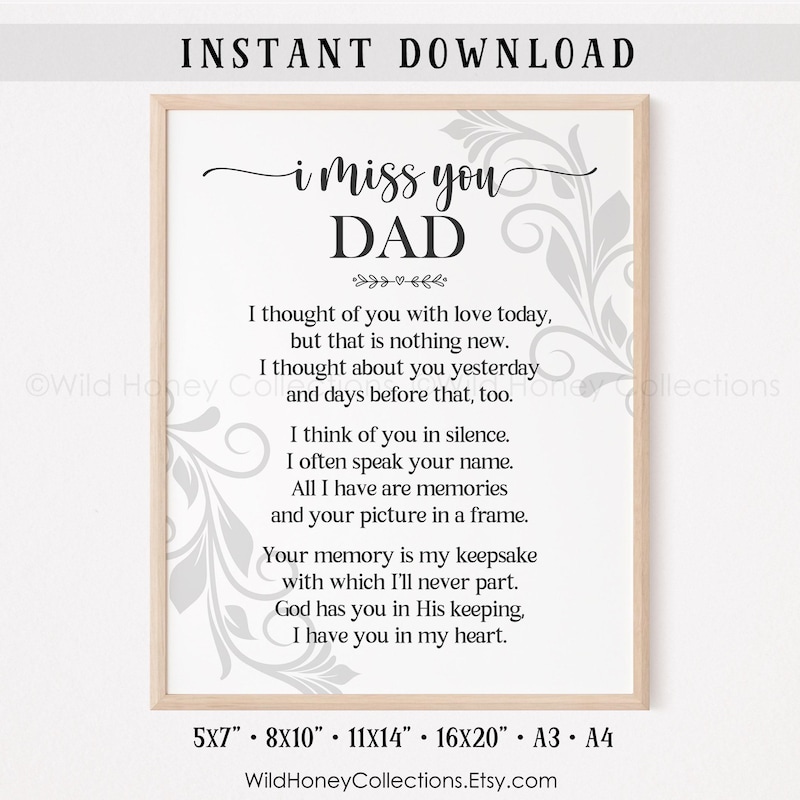 Dads Funeral Poem - Etsy UK