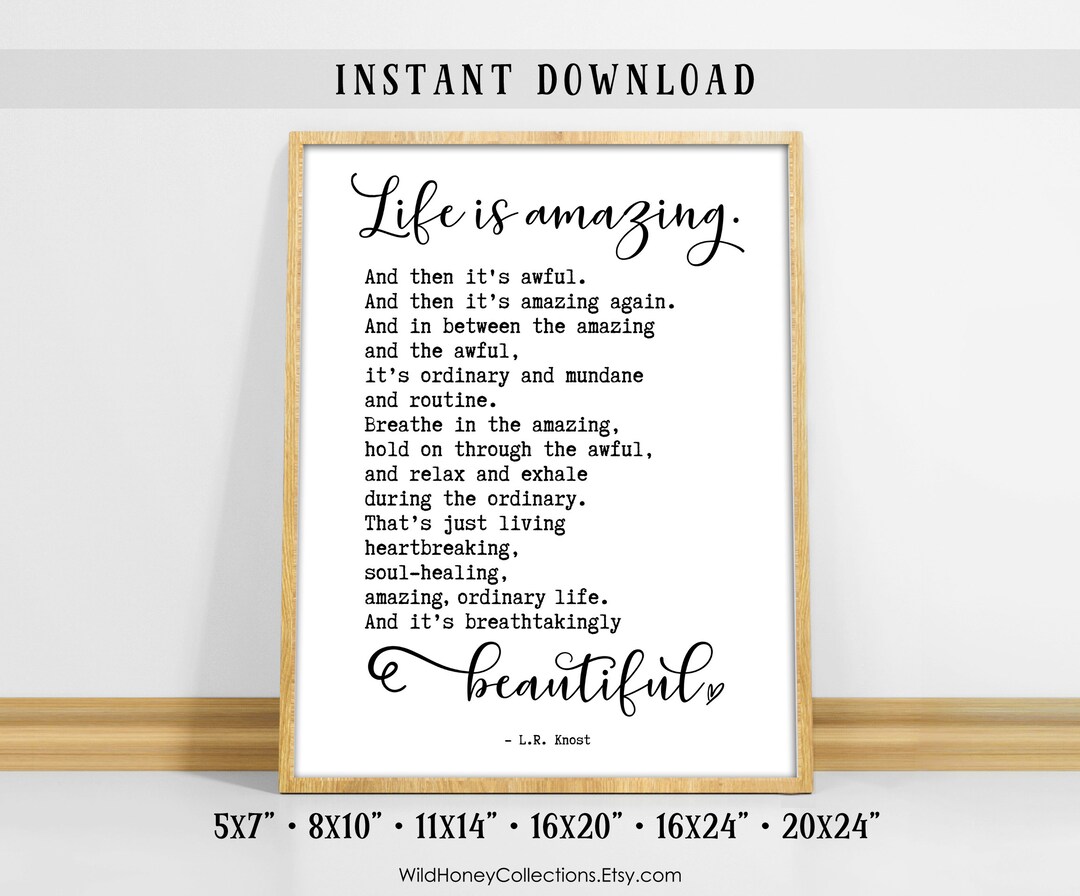 Life is Amazing, Large Printable Art, Inspirational Sign, Life is ...