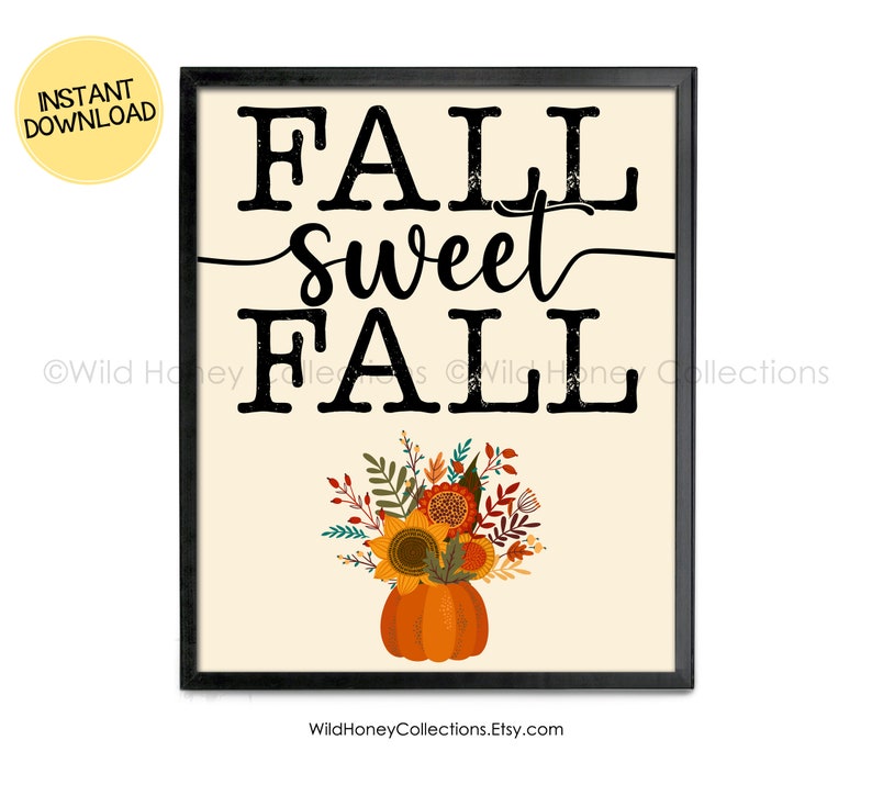 Fall Sweet Fall Farmhouse Fall Decor Printable Fall Wall - Etsy