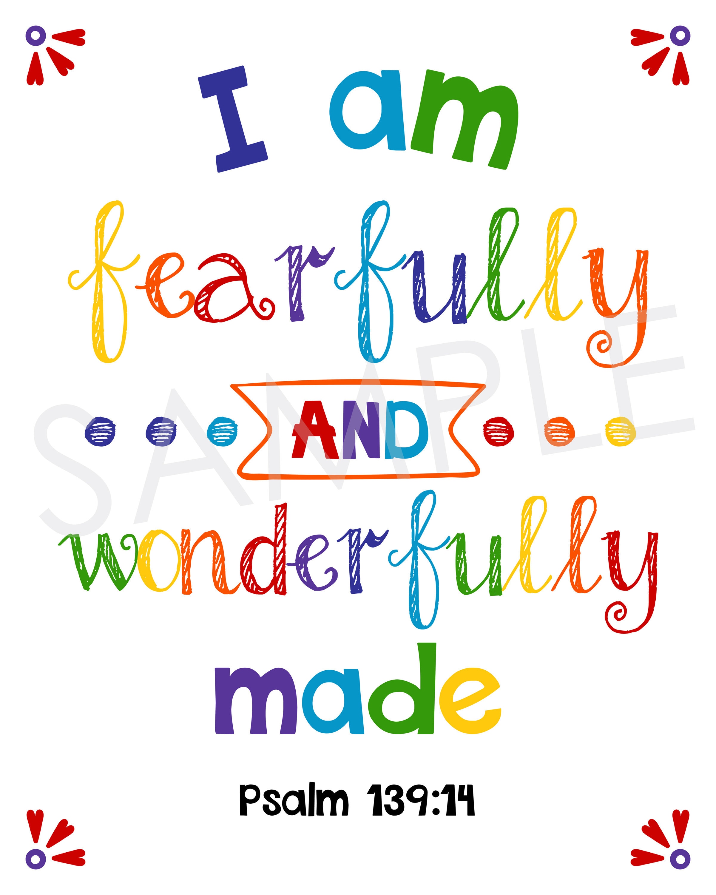 I Am Fearfully and Wonderfully Made Psalm 139:14 Kid Room - Etsy