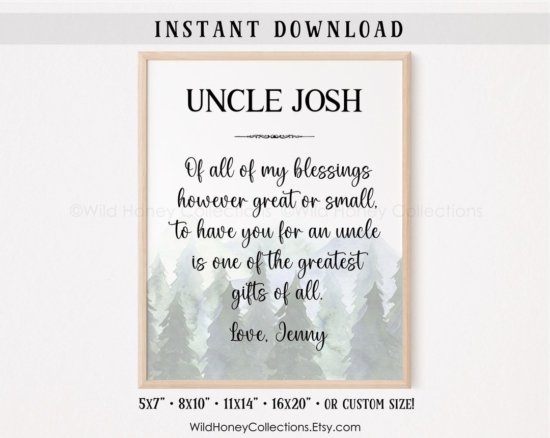 Gift for Uncle, Special Uncle, Personalized Gift for Uncle, Uncle Poem ...