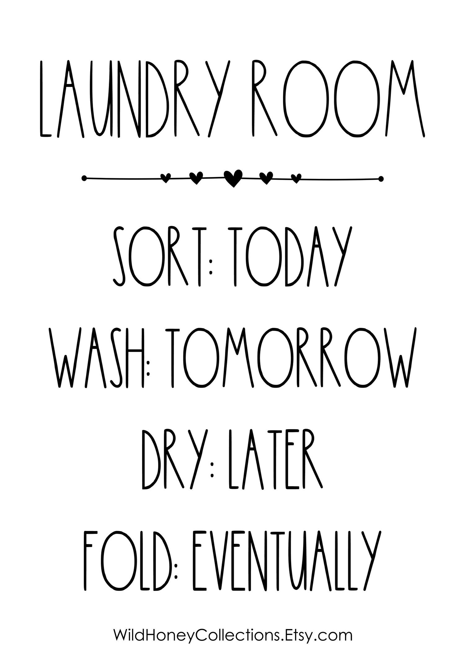 Printable Laundry Room Sign Sort Wash Dry Fold Farmhouse - Etsy