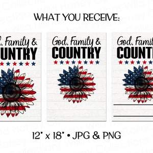 God Family and Country, Garden Flag Sublimation Graphics, Patriotic ...