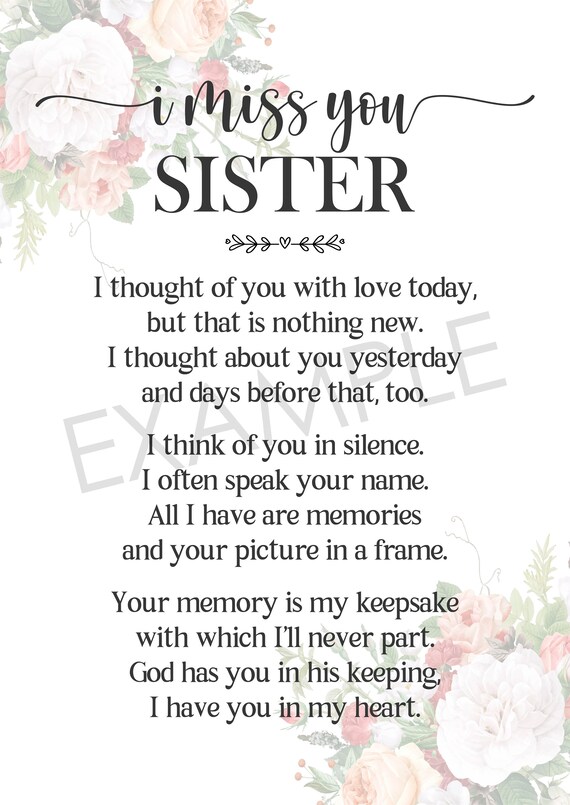 Missing My Sister Poems
