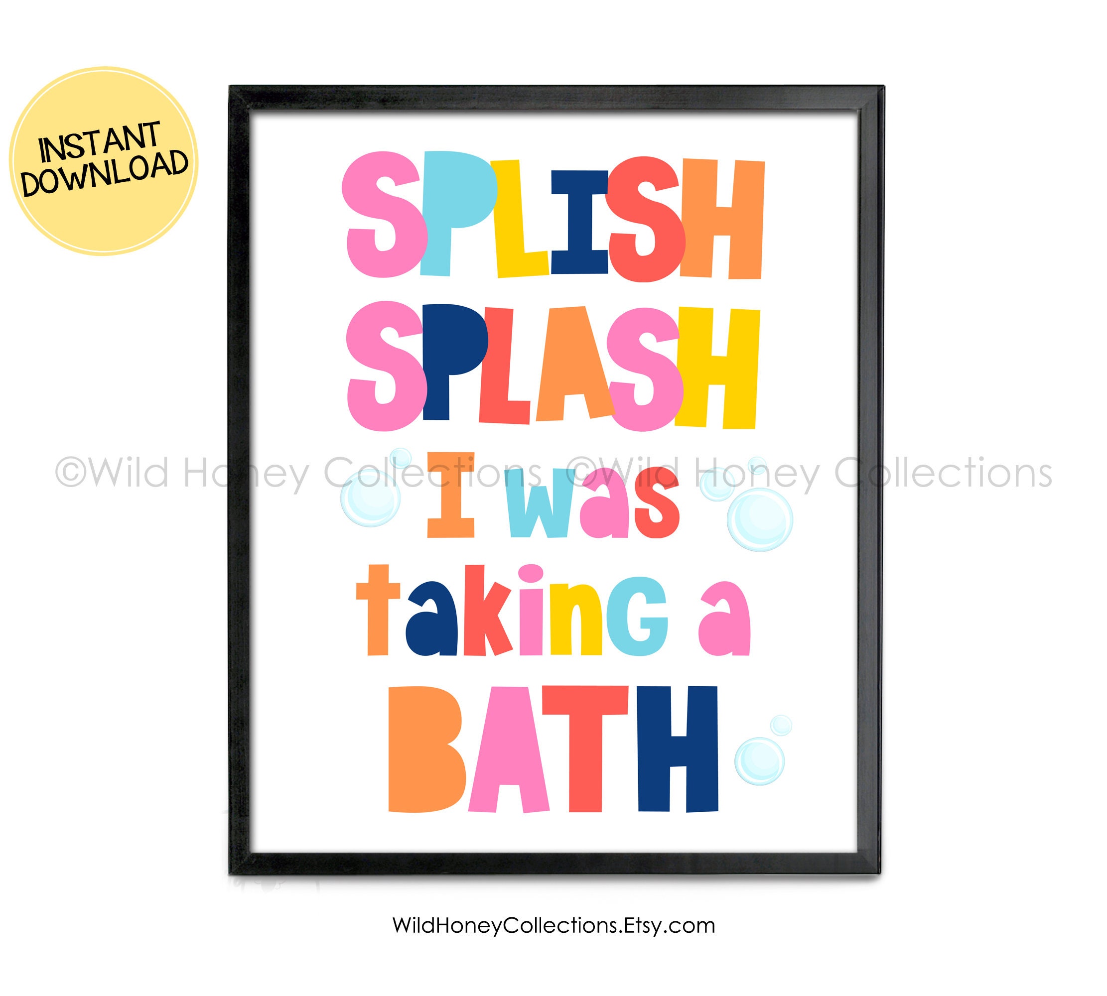 Splish Splash I Was Taking A Bath Colorful Printable Kids | Etsy