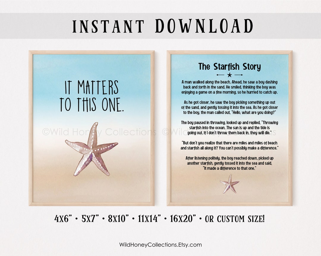 Starfish Story Printable Decor | Beach Coastal Decor | DIGITAL DOWNLOAD ...
