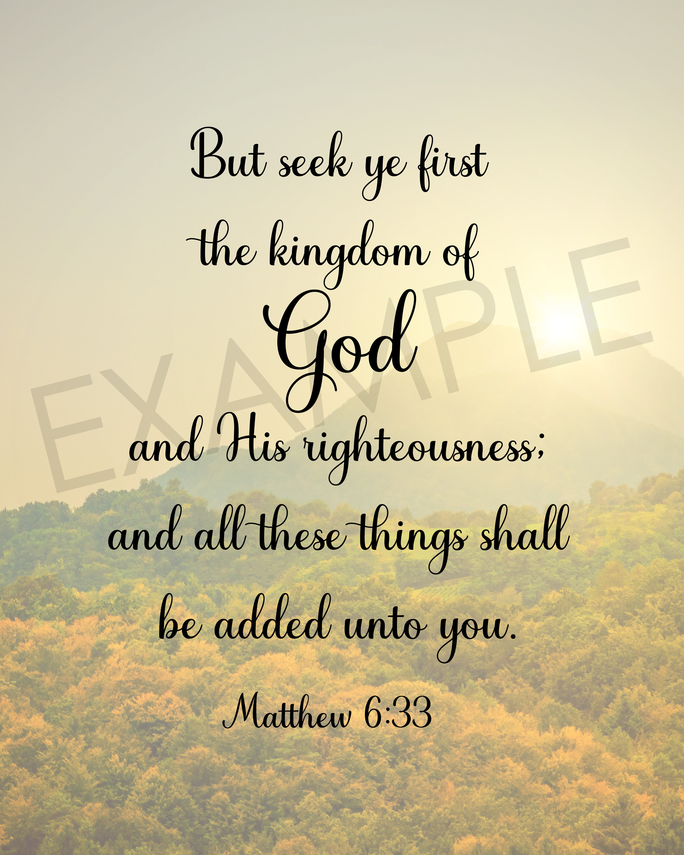 Seek Ye First The Kingdom of God Matthew 6:33 Printable | Etsy