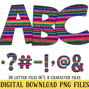 Serape Leopard Alphabet, Letters, Fonts, PNG Files, Sublimation ...