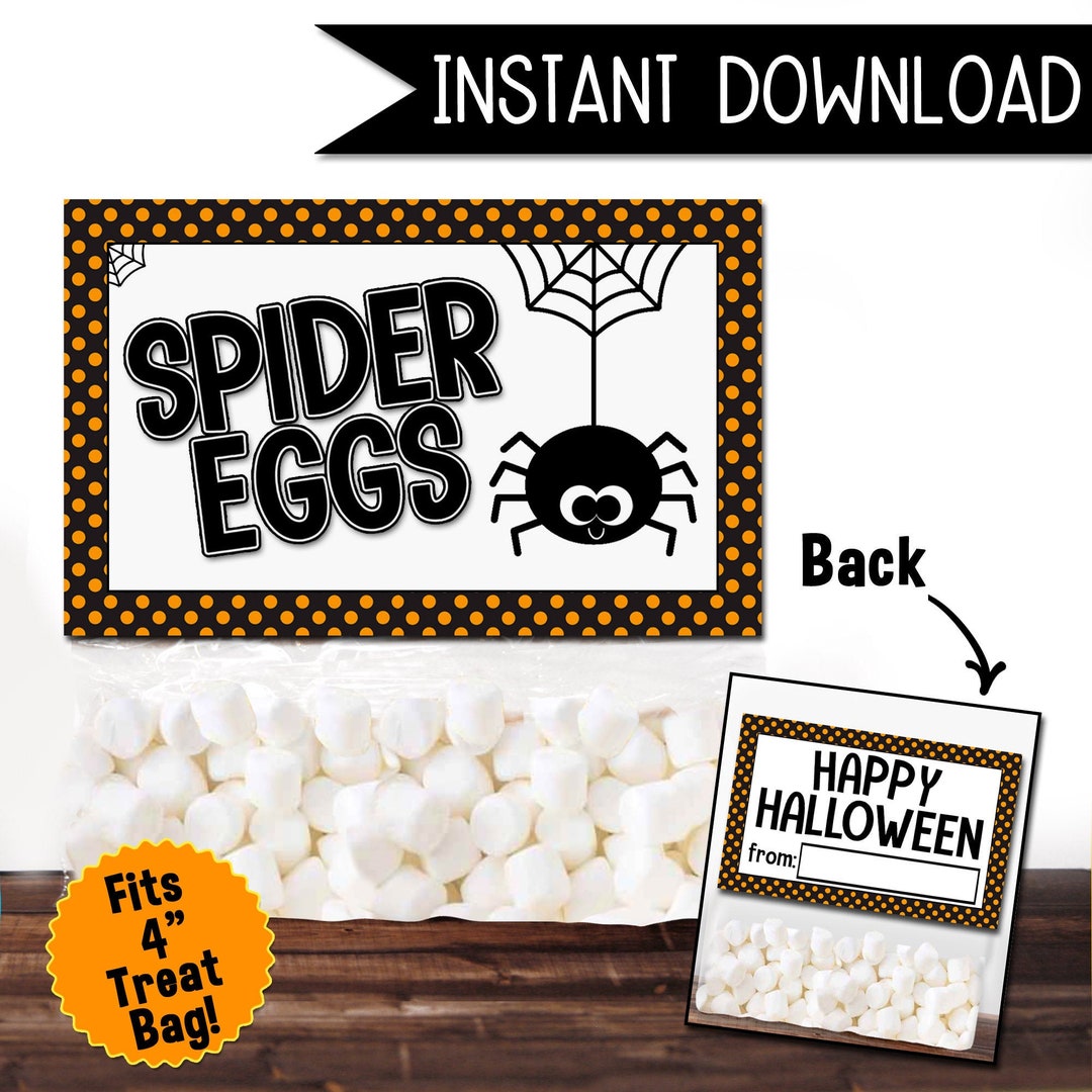 Spider Eggs Halloween Treat Topper: Printable Party Favor (digital ...