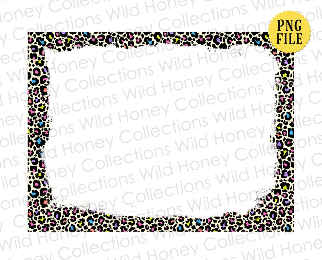 Colorful Leopard Border, Grunge Animal Print Border, Distressed, PNG ...