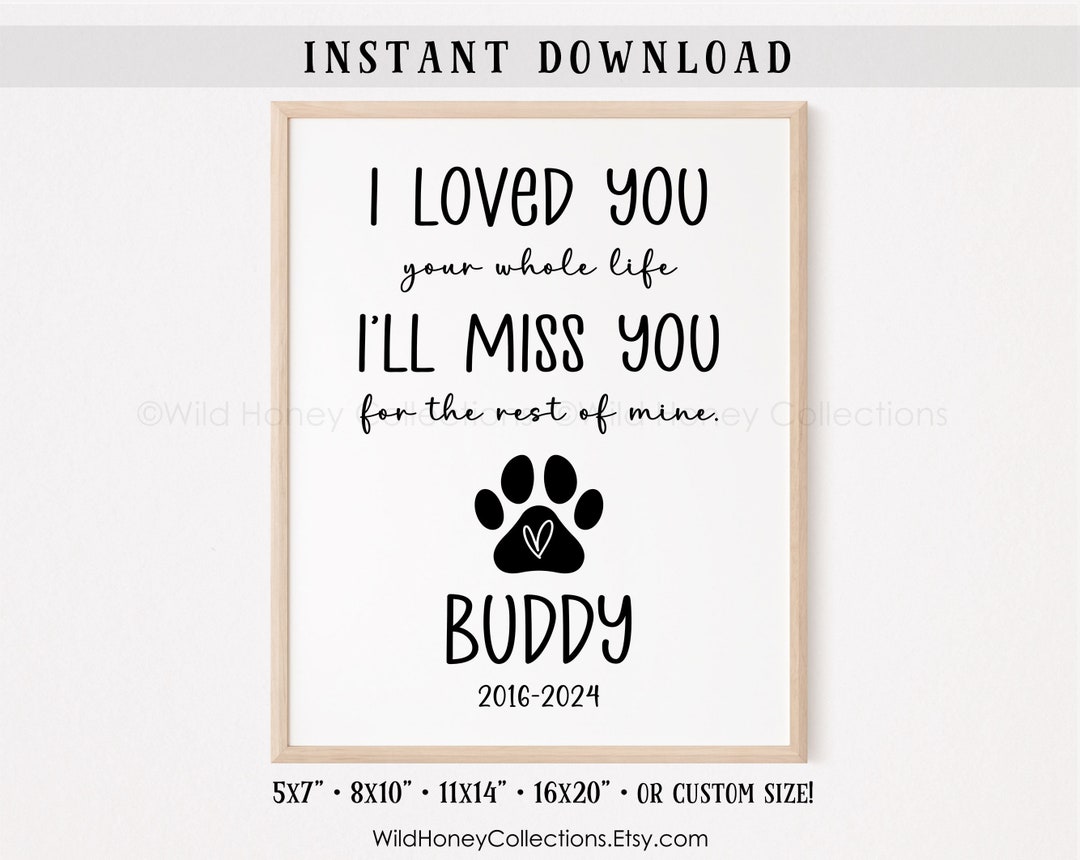 Personalized Pet Memorial Print: 'I Loved You' Quote (digital Download ...