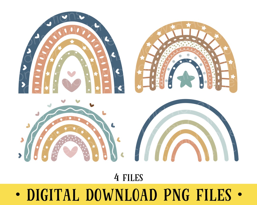 Boho Rainbows, PNG Files, Muted Tones, Neutral, INSTANT DOWNLOAD - Etsy