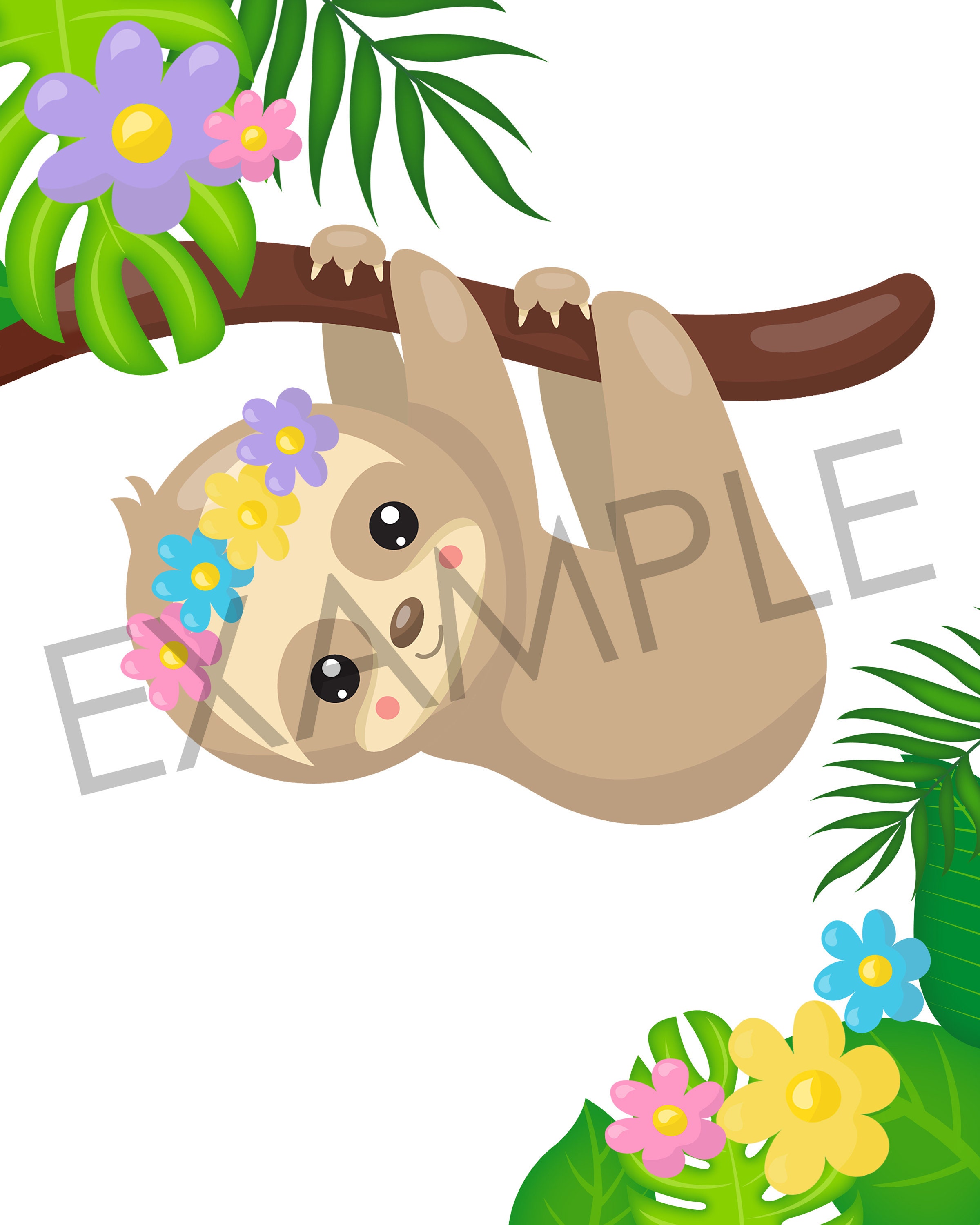 Cute Sloths, Printable Wall Art, Girls Room Decor, Nursery Decor, Set ...