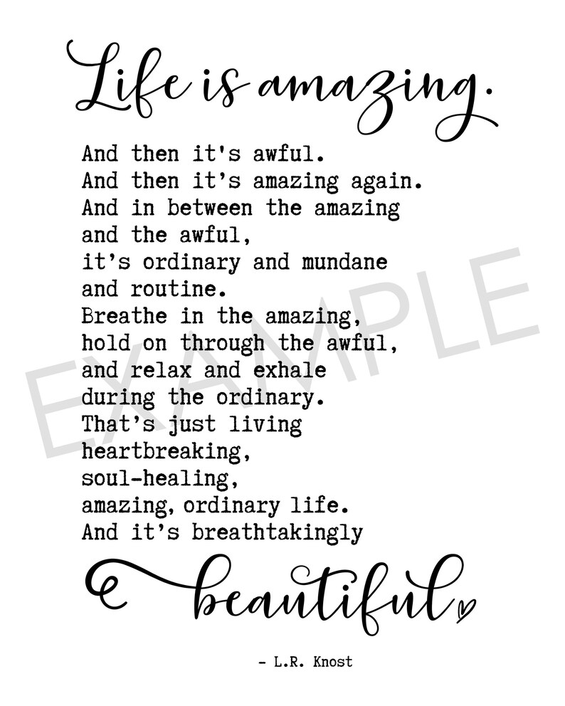 Life is Amazing Large Printable Art Inspirational Sign Life - Etsy