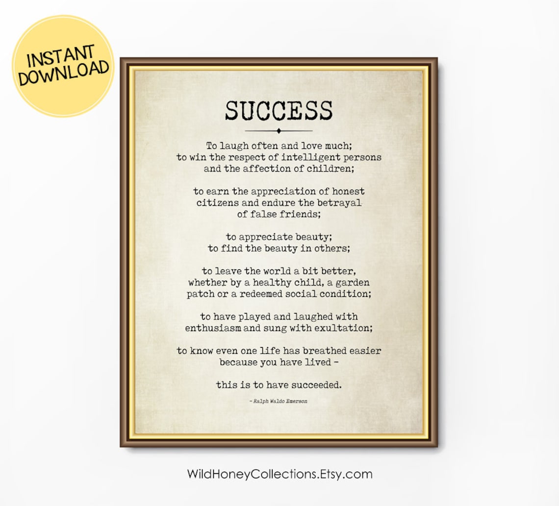 Success Poem Ralph Waldo Emerson Success Quote Digital | Etsy Success Poem Ralph Waldo Emerson Success Quote Digital | Etsy
