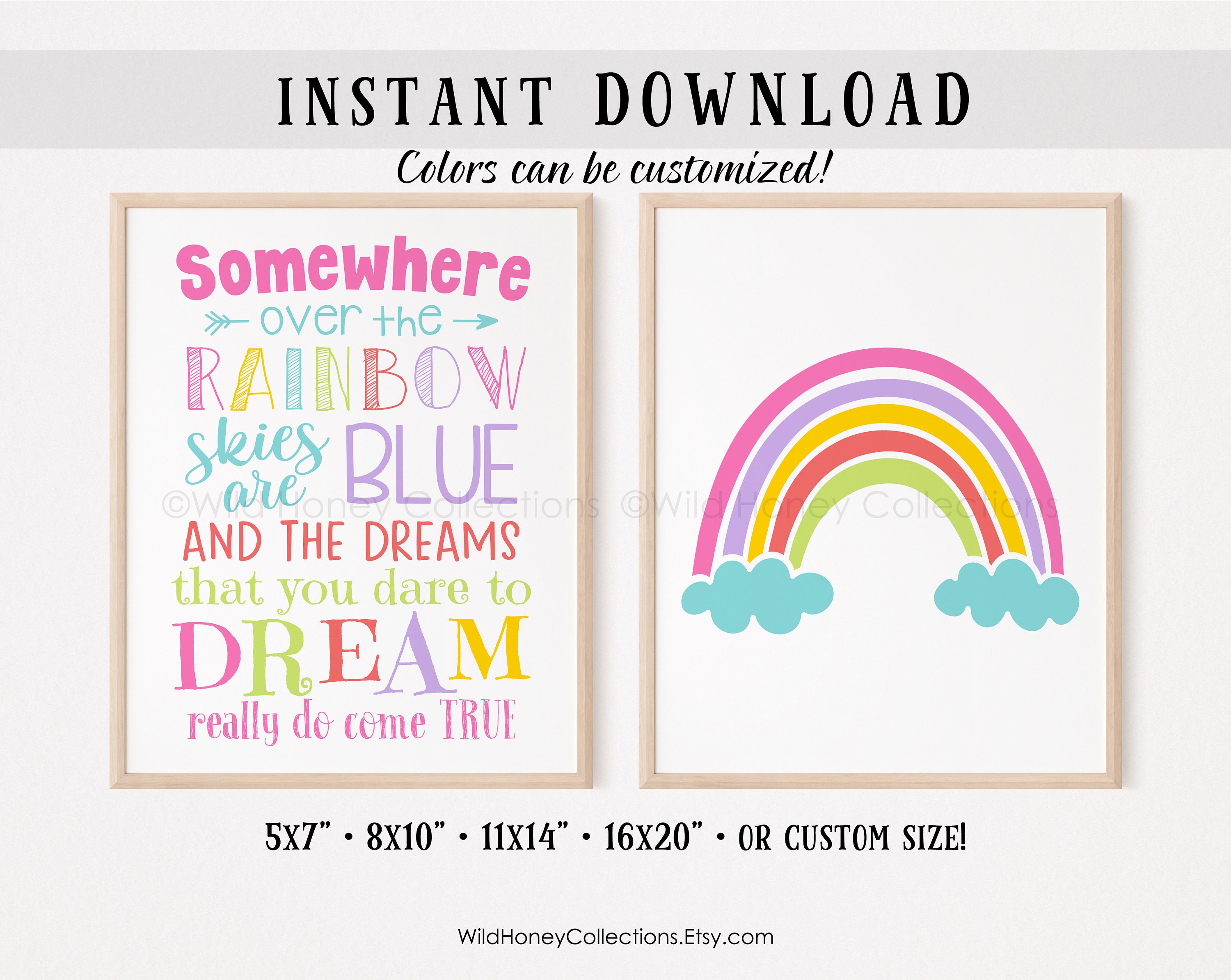 Somewhere Over the Rainbow Printable Wall Art Girls Room - Etsy
