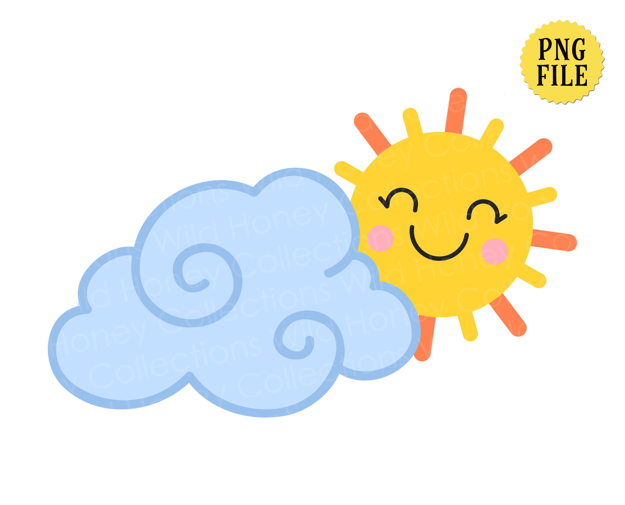 Cute Sun and Cloud PNG Sun Clipart Transparent File - Etsy Australia