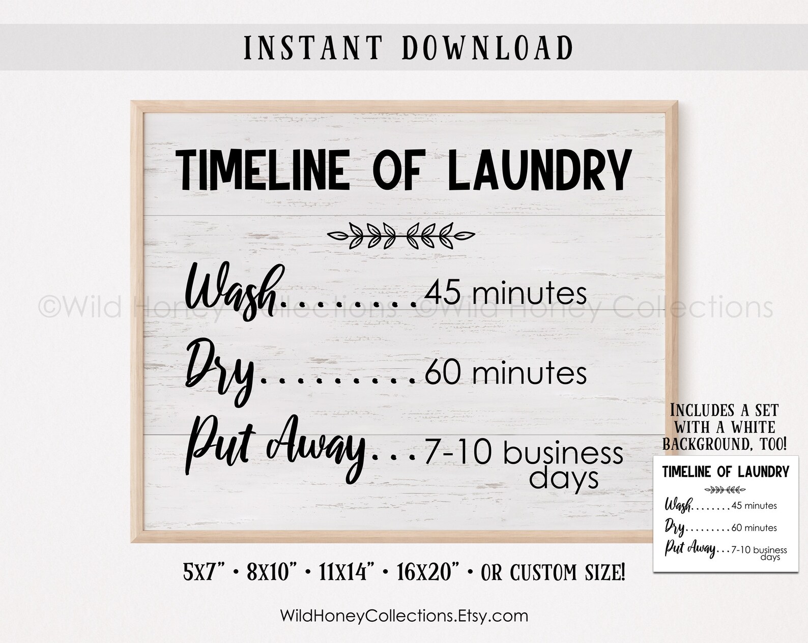Timeline of Laundry Printable Laundry Room Decor Farmhouse - Etsy