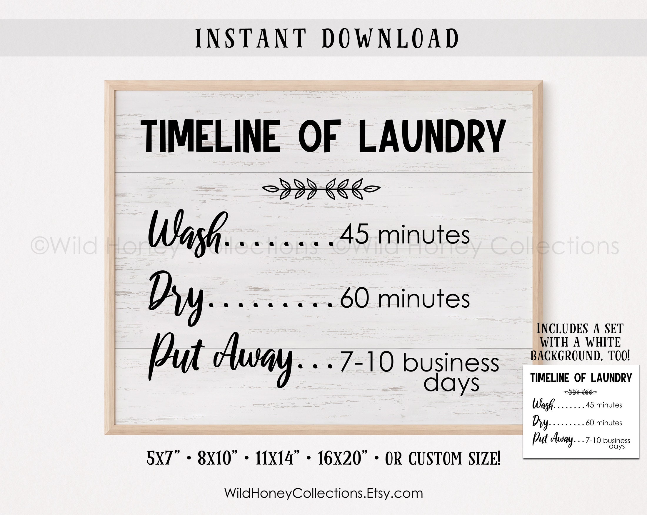 Timeline of Laundry Printable Laundry Room Decor Farmhouse - Etsy