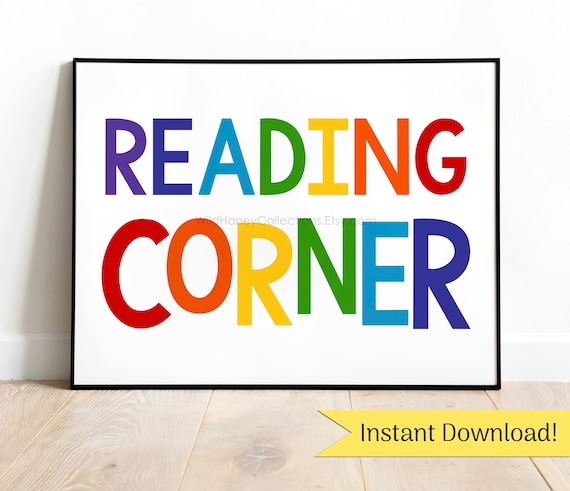 Reading Corner Colorful Kids Room Decor Printable Playroom - Etsy