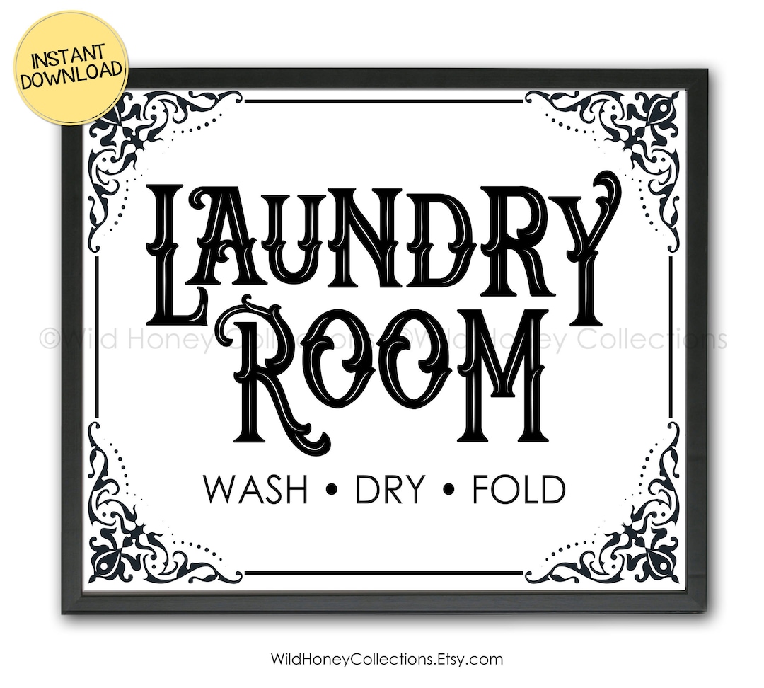 Printable Laundry Room Sign, Vintage Laundry Room, Antique Style ...