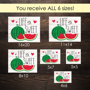 Life is Sweet, Printable Watermelon Sign, Farmhouse Kitchen Art, Tiered ...