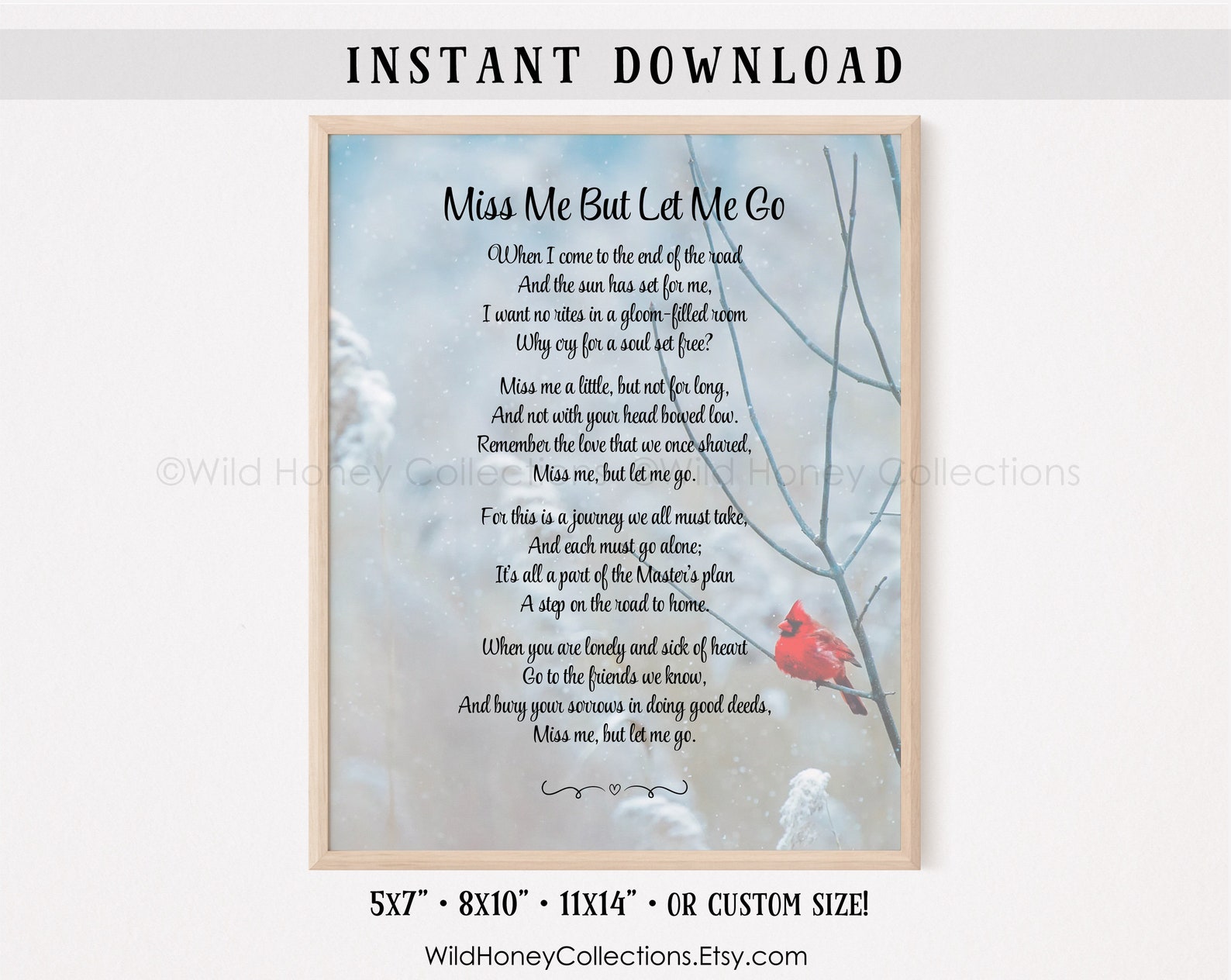 Miss Me But Let Me Go Funeral Poem Cardinal Lost Loved One Etsy