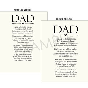 Personalized Dad Poem, Gift for Dad, Printable, Father's Day, Dad's ...