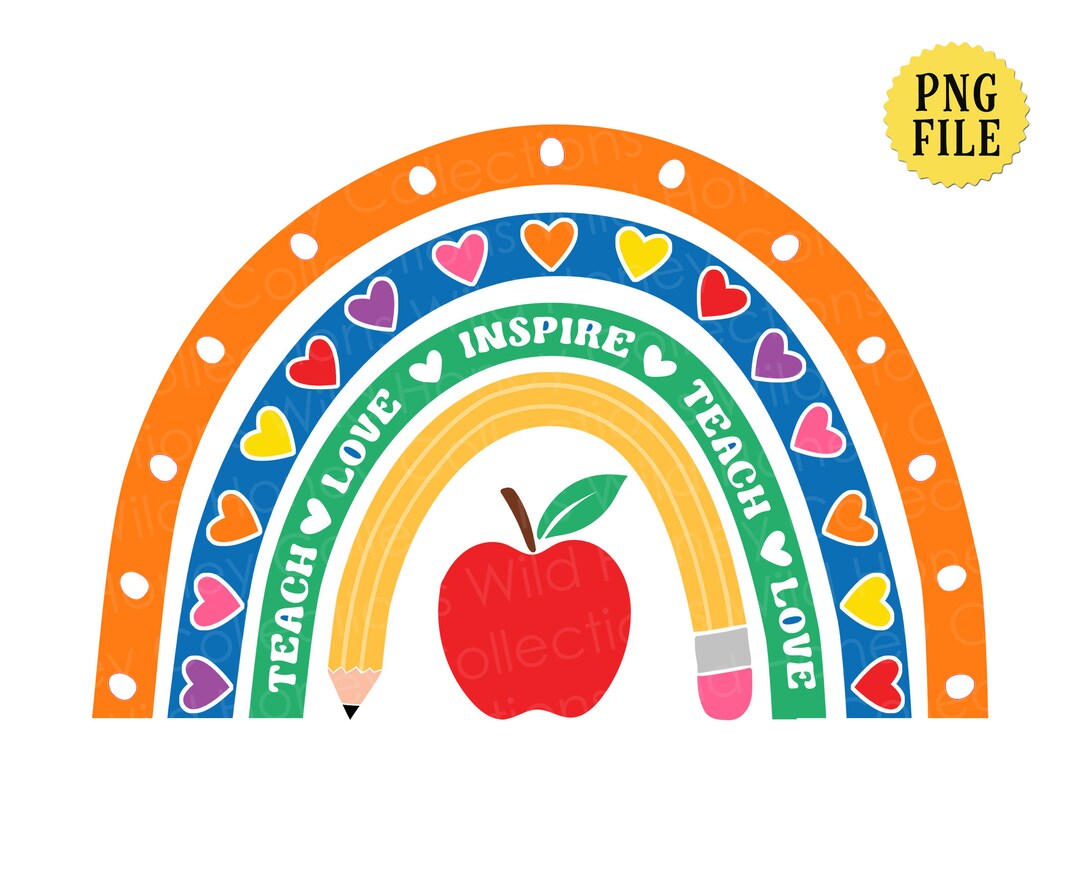 Teacher Rainbow PNG File School Pencil Apple Crafting - Etsy Australia