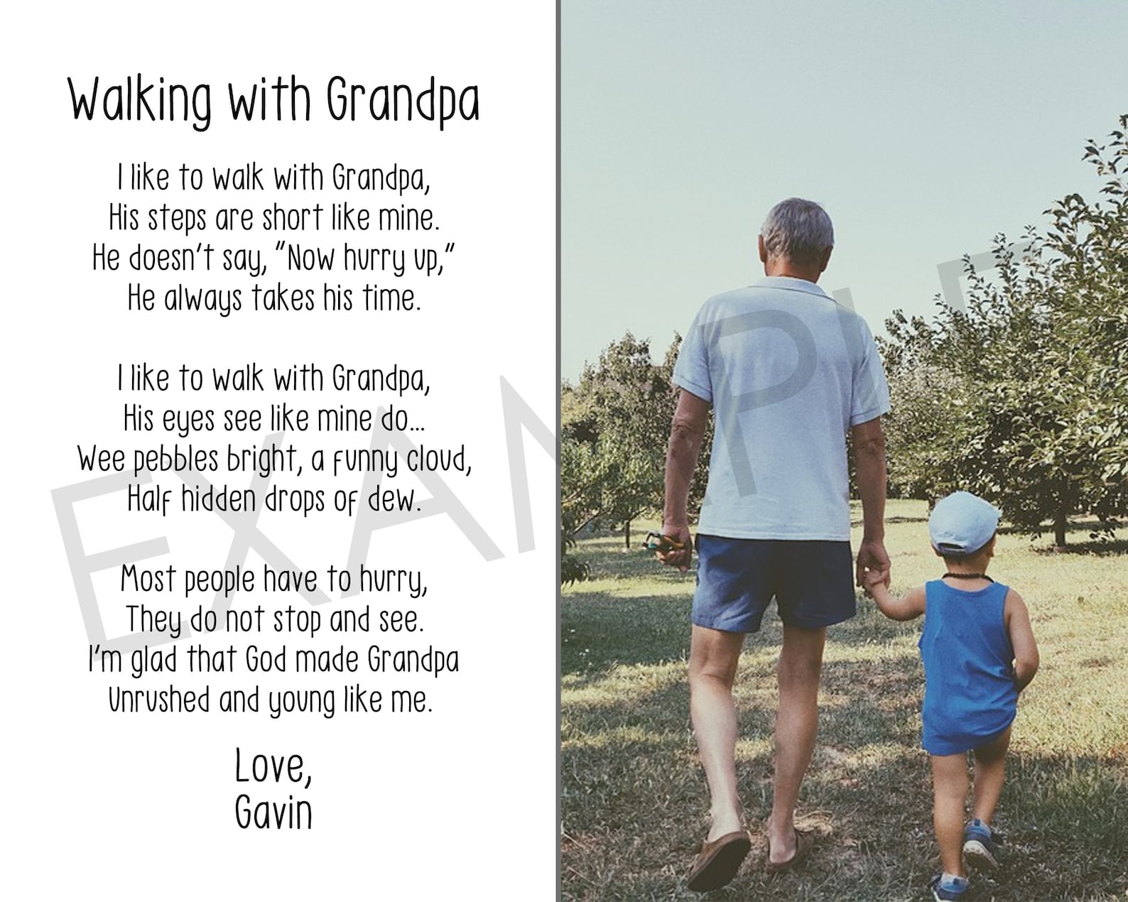 Walking With Grandpa Poem | Printable Gift for Grandpa, Papa, Pop ...