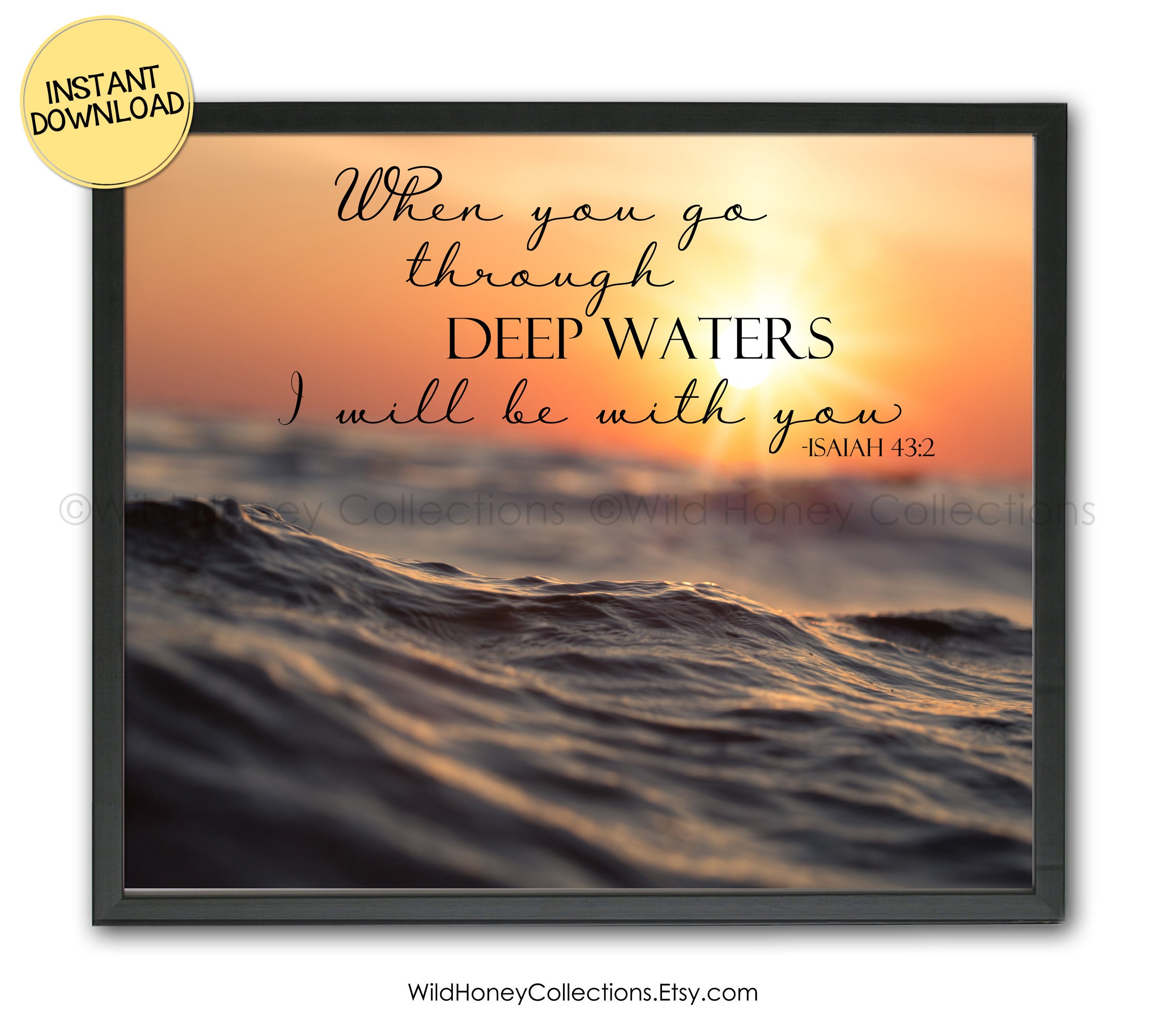 Christian Gift, Isaiah 43:2, When You Go Through Deep Waters, Printable ...
