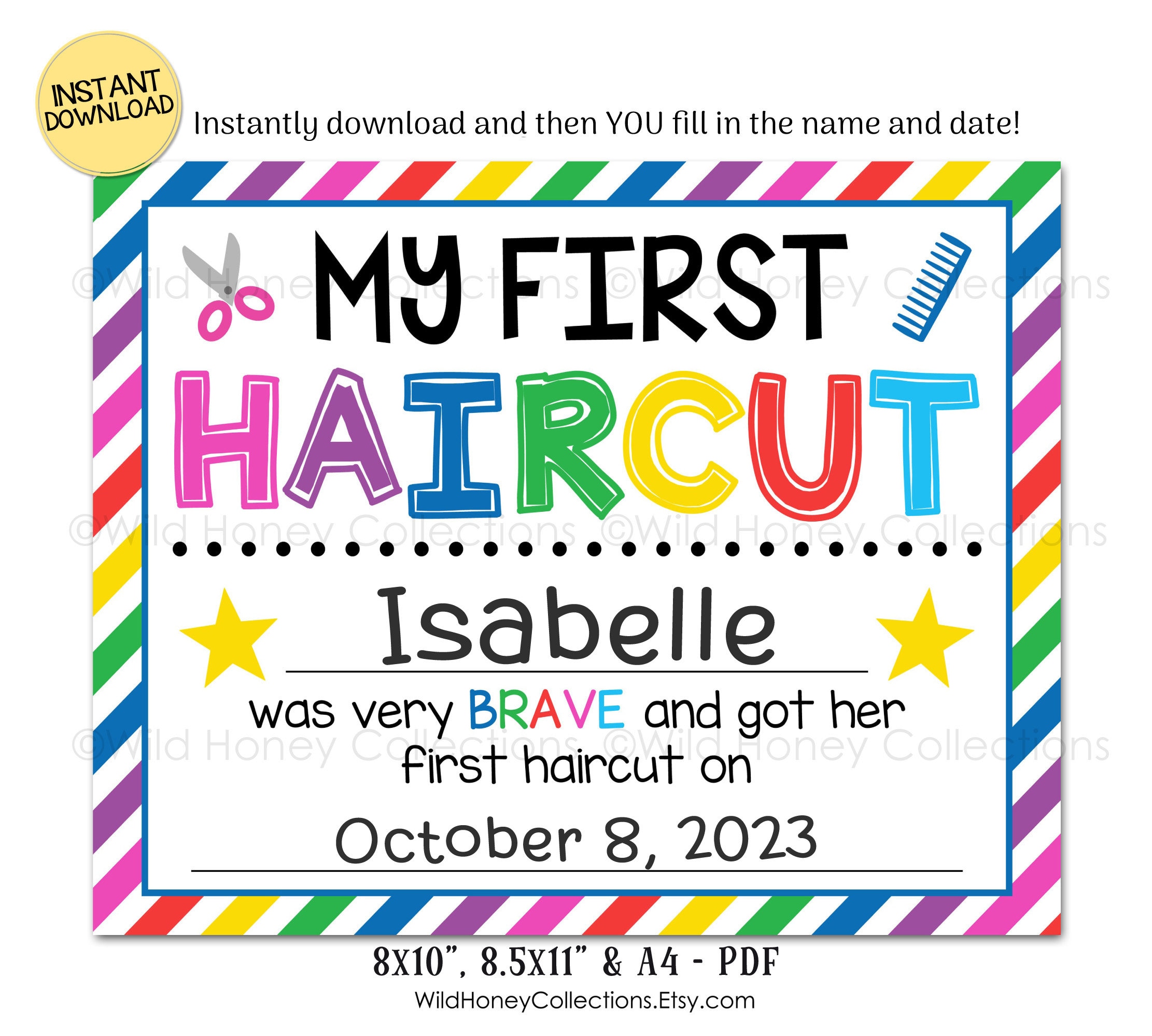 My First Haircut, Printable Sign, First Hair Cut, Colorful Poster, You ...