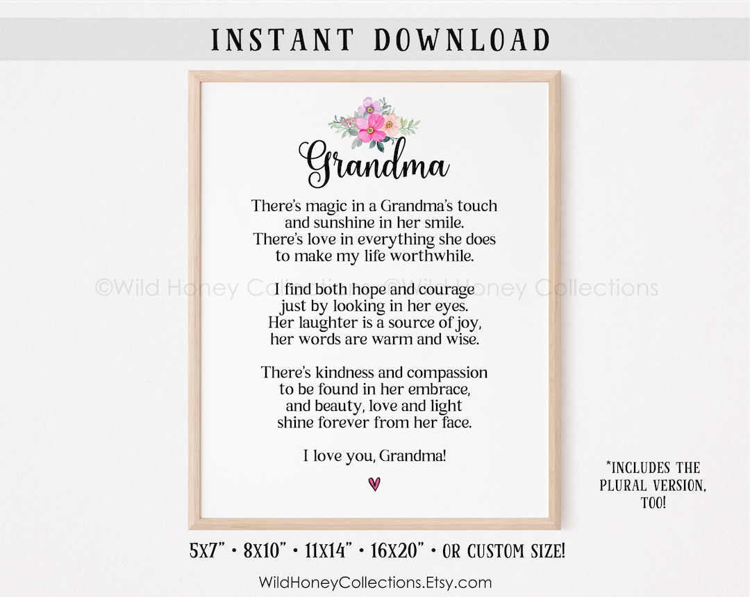 Grandma Poem, Gift for Grandma, Printable Decor, Printable Card ...