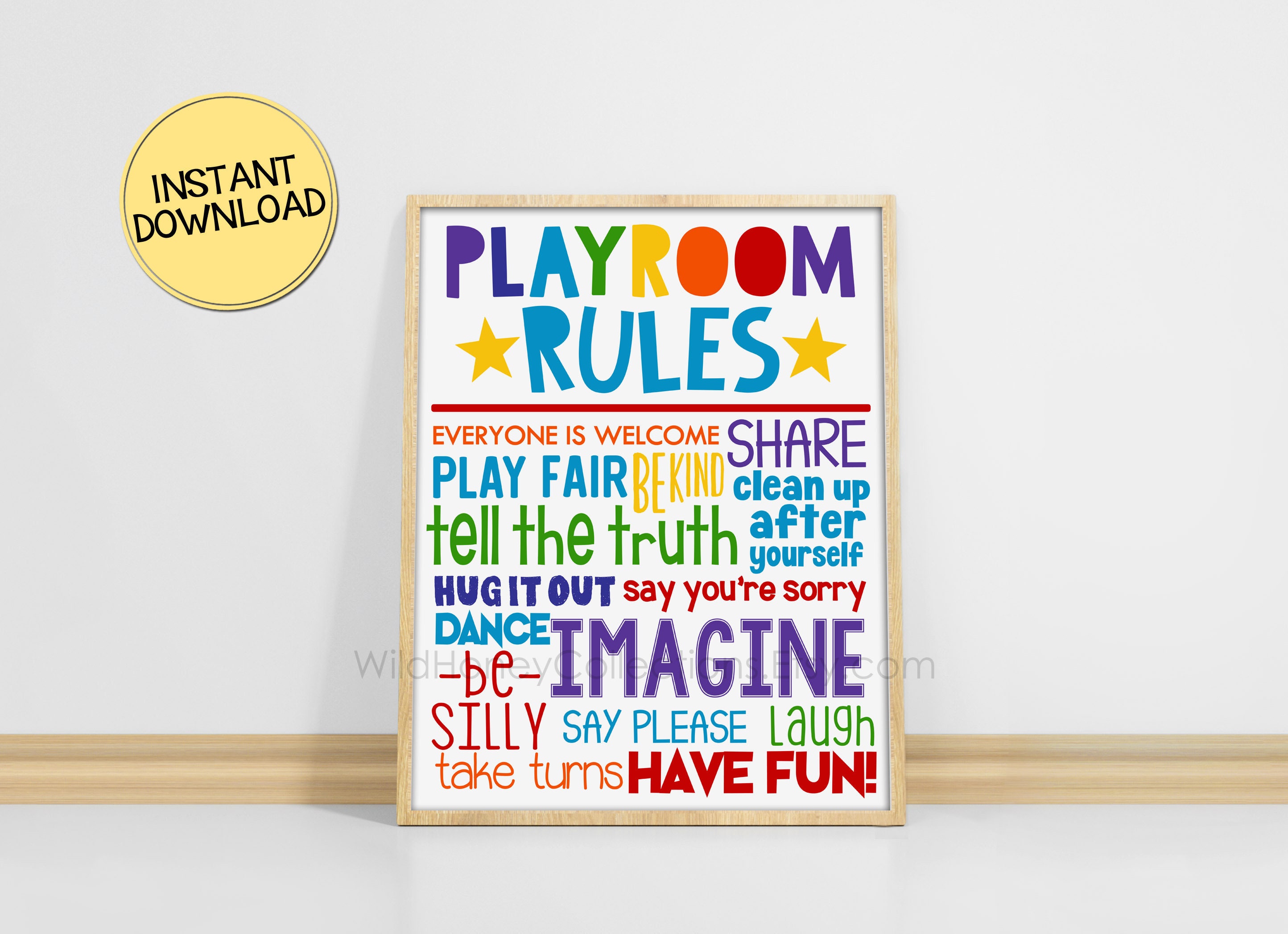 Playroom Rules Printable Wall Decor Kids Room Wall Art | Etsy