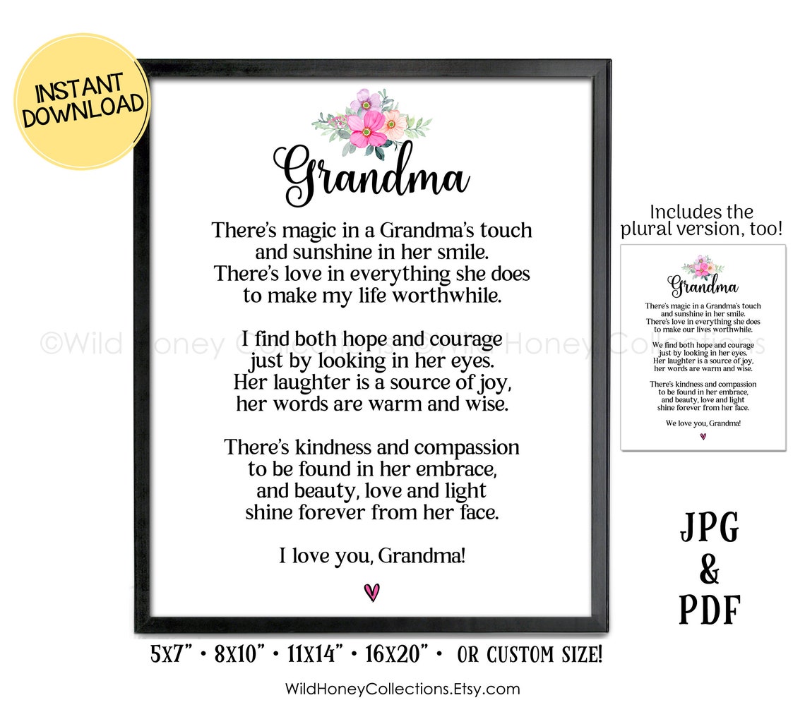 Grandma Poem Gift for Grandma Printable Decor Printable | Etsy