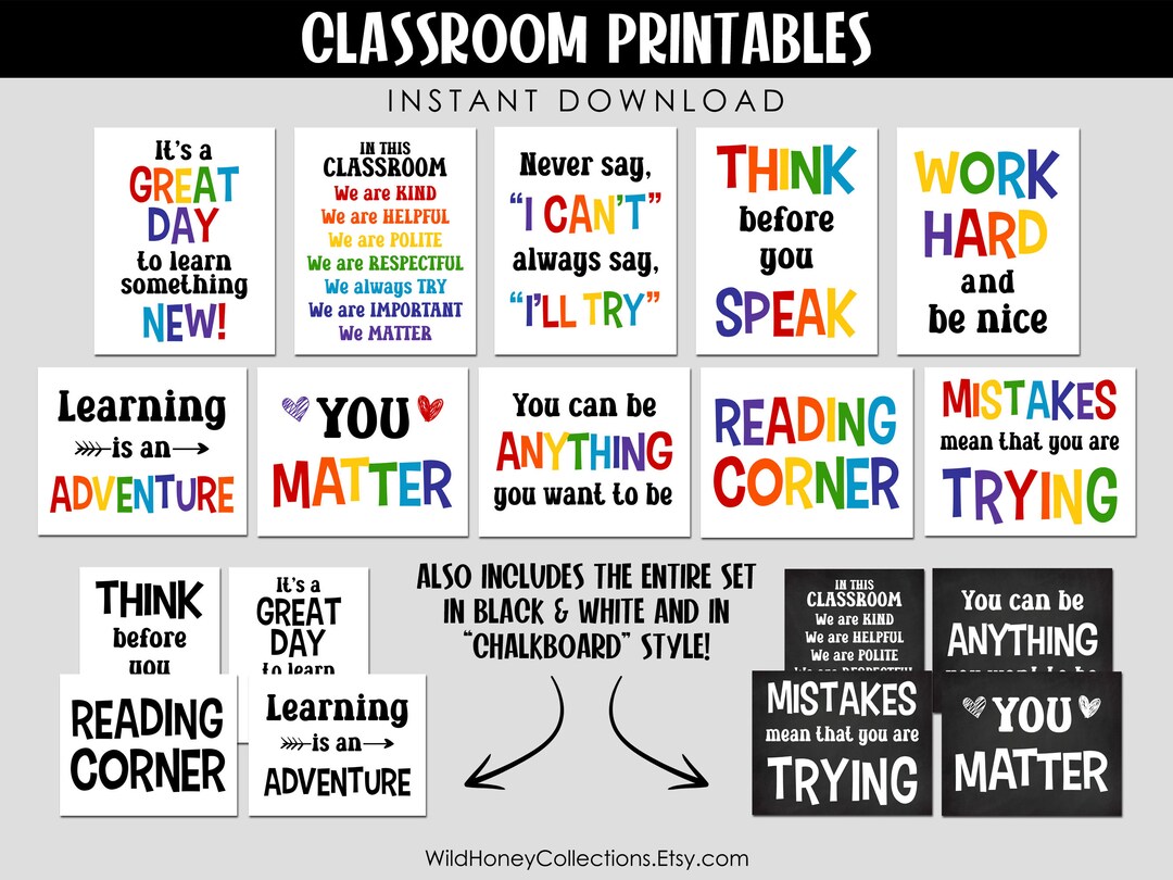 Inspirational Classroom Printables, Classroom Decor, Posters, Classroom ...