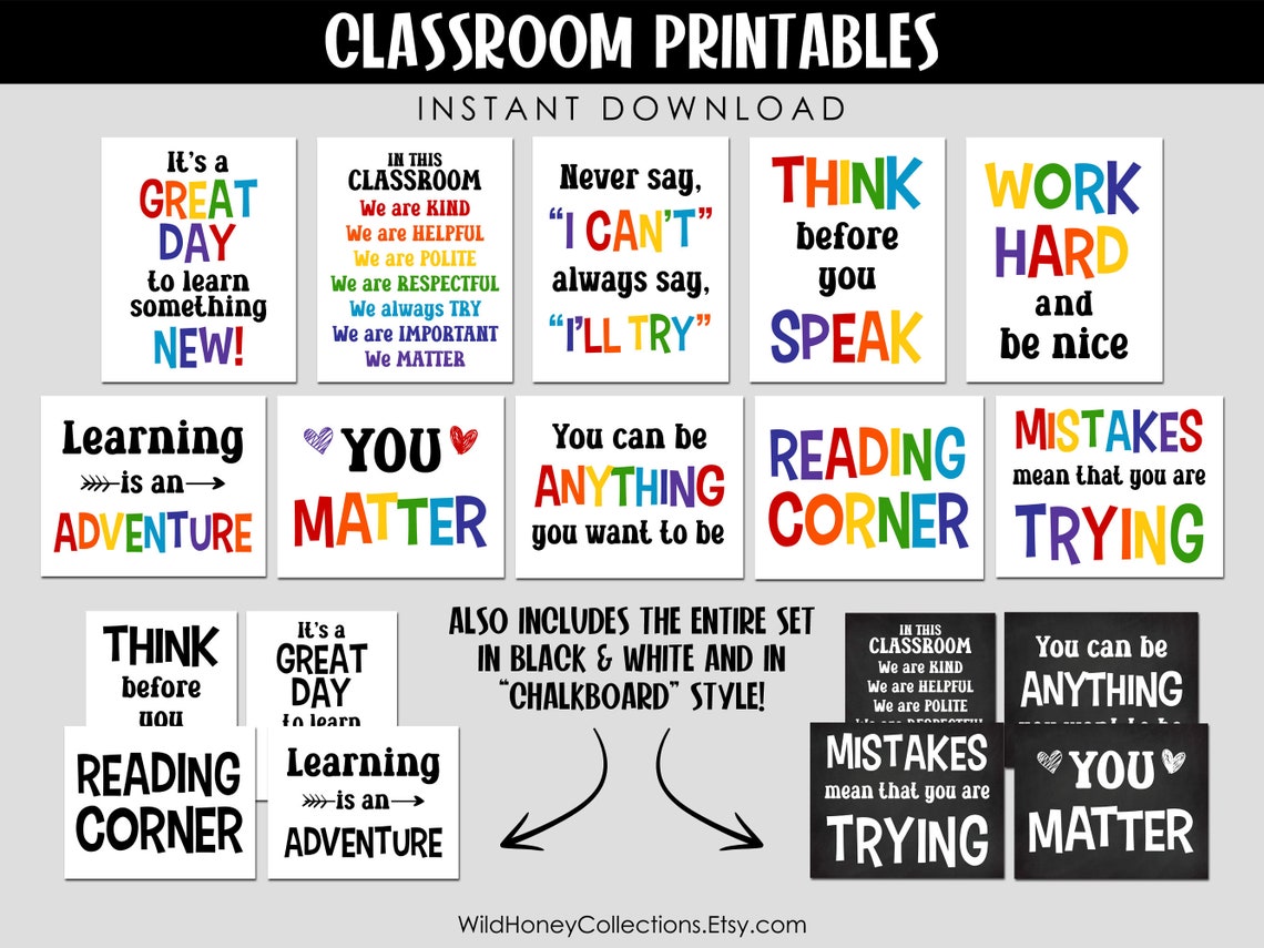 Inspirational Classroom Printables Classroom Decor Posters | Etsy