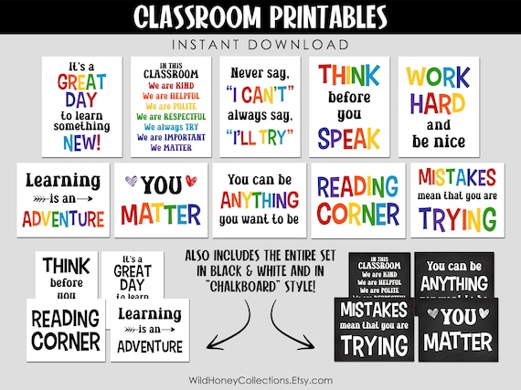 Inspirational Classroom Printables Classroom Decor Posters | Etsy
