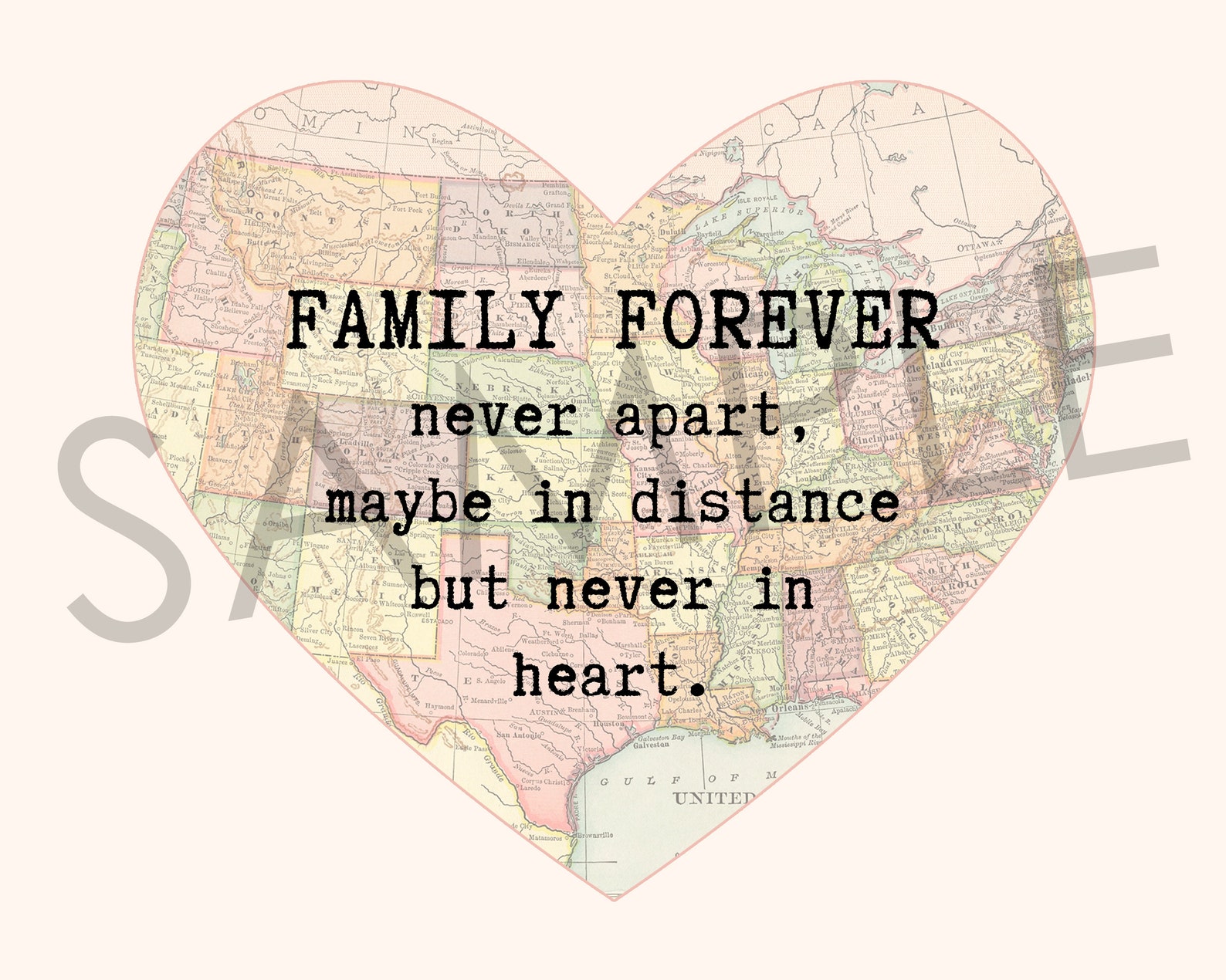 Long Distance Family Family Forever Never Apart Printable | Etsy