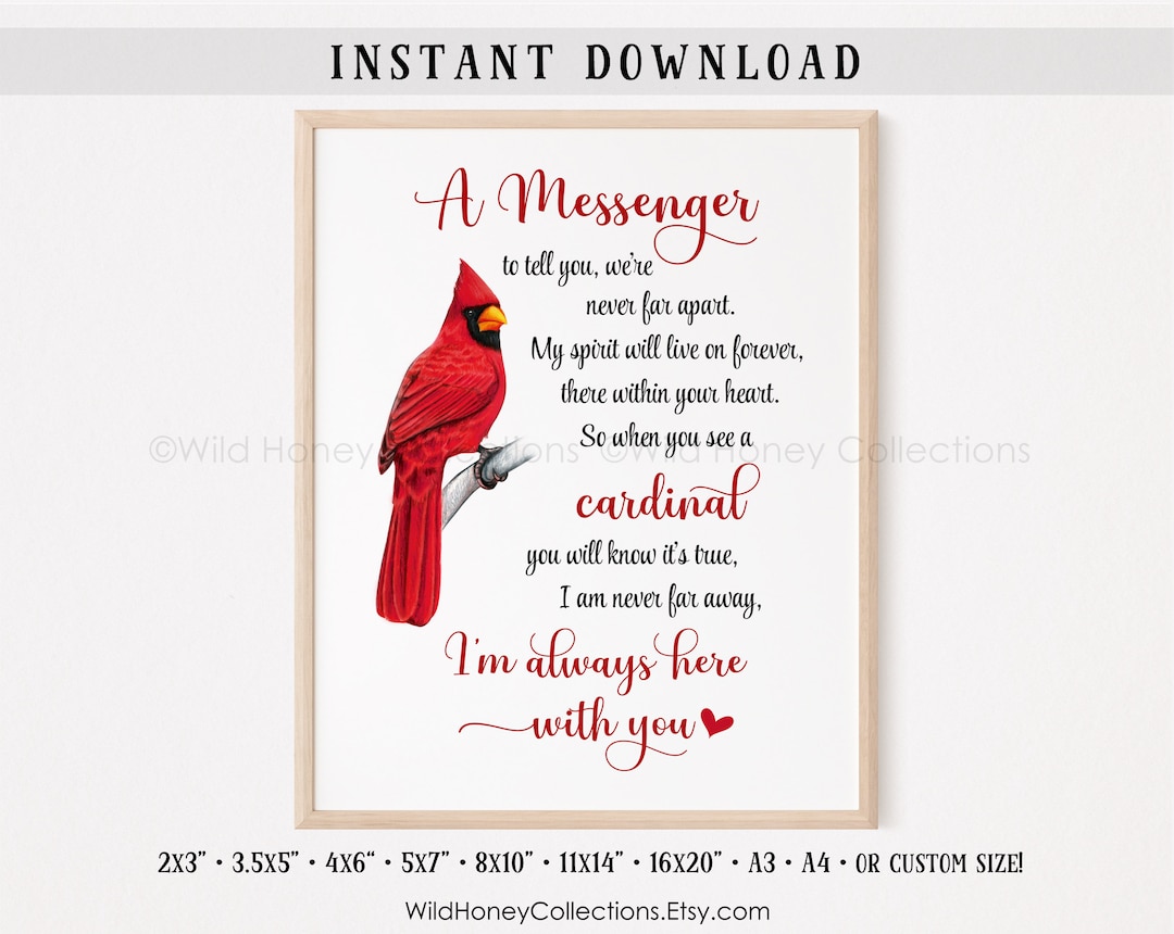 Cardinal Memorial Print: "i Am Always With You" Poem (instant Download ...